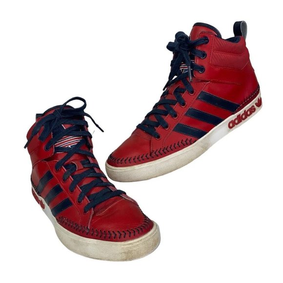 adidas | Shoes | Adidas Red High Tops Shoes Mens Sz Rare Baseball ...